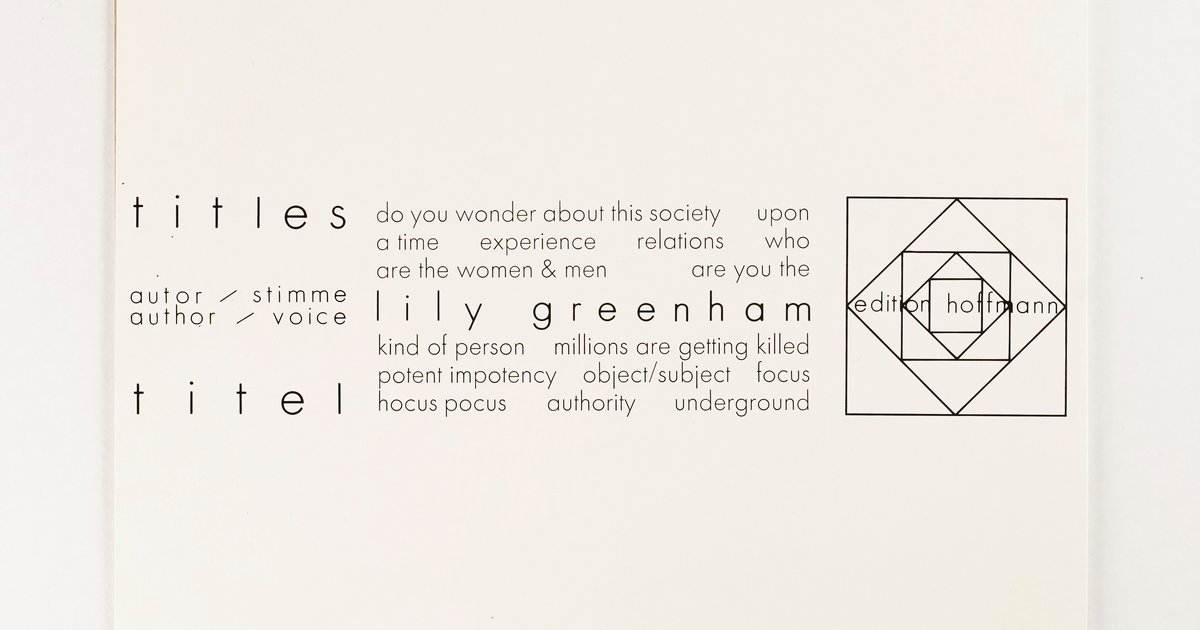 in focus: lily greenham – tendenziöse neo-semantik – edition & galerie ...